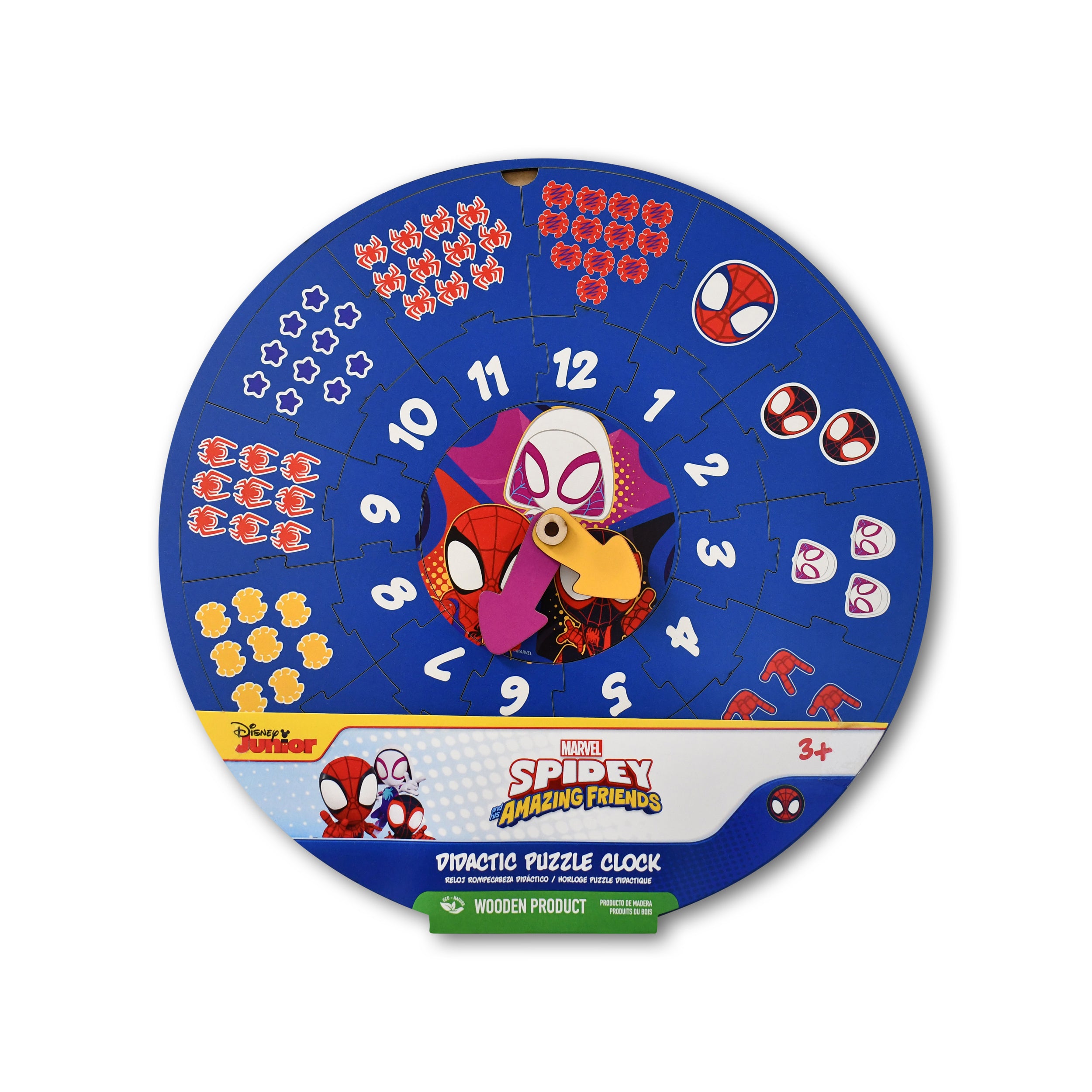 Marvel Spidey Puzzle Clock – Didactic Wooden Time Learning Toy ...